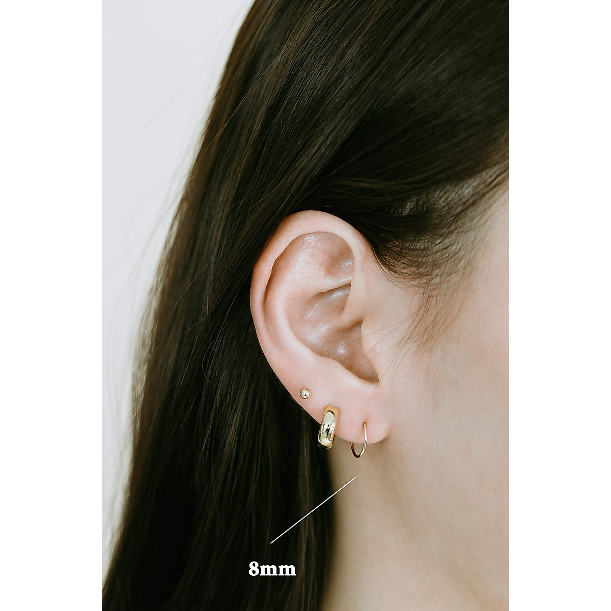 ONDAISY 1PCS 20G 8mm 14k Real Gold Round Hoop Tragus Helix Cartilage Daith Ring Ear Piercing Earring