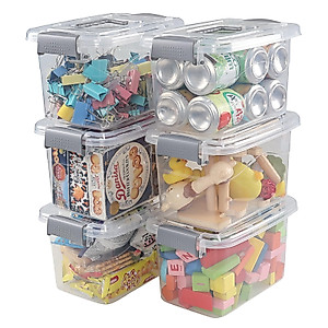 Esdiplot 6 Packs Plastic Storage Container Bins, 5 Quart Clear Latching Boxes with Handles for Home, School, Office Organization