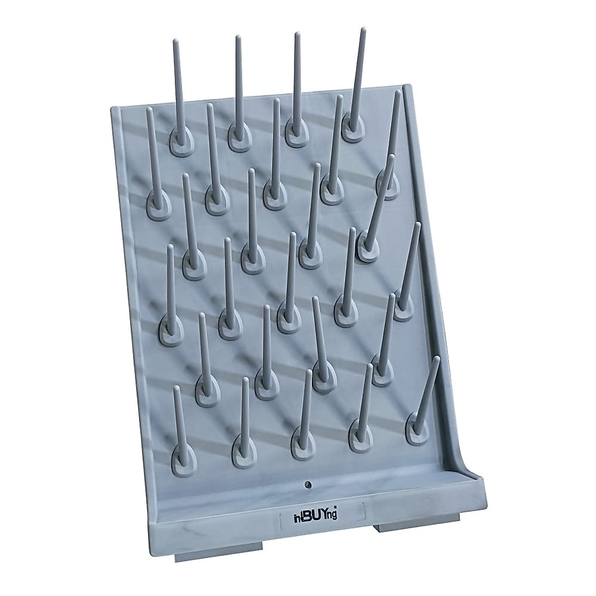 INTBUYING Bottle Drying Rack Pegboard Wall Mounted Desk Grey 27Pegs Removable PP Glassware Drying Draining Rack Education&lab Cleaning Equipment