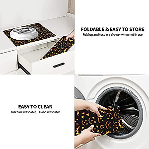 Happy Halloween Printed Drying Mat For Kitchen Ultra Absorbent Microfiber Dishes Drainer Mats Non-Slip Silicone Quick Dry Pad - 18 X 16inch