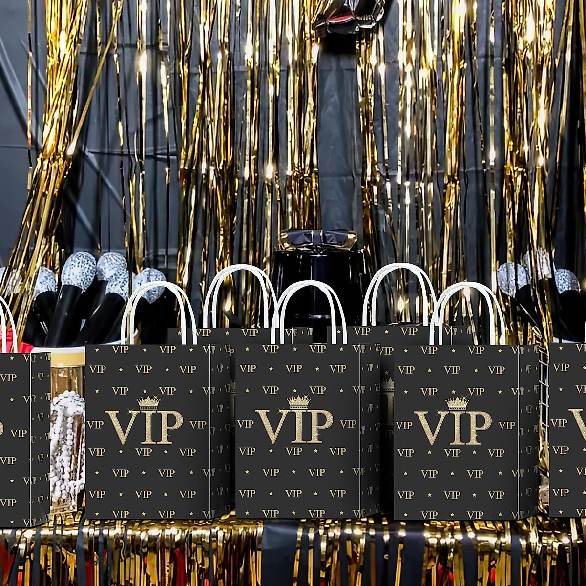 Tyndallrays 16 Pieces VIP Goodie Bags for VIP Birthday Party Supplies,VIP Gift Snacks Treat Candy Party Favors Bags with Handles for Kids Adults Hollywood Movie Theme Party Decorations