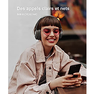 INFURTURE Active Noise Cancelling Headphones, H1 Wireless Over Ear Bluetooth Headphones, Deep Bass Headset, Low Latency, Memory Foam Ear Cups,40H Playtime, for Adults, Kids, TV, Travel, Home Office