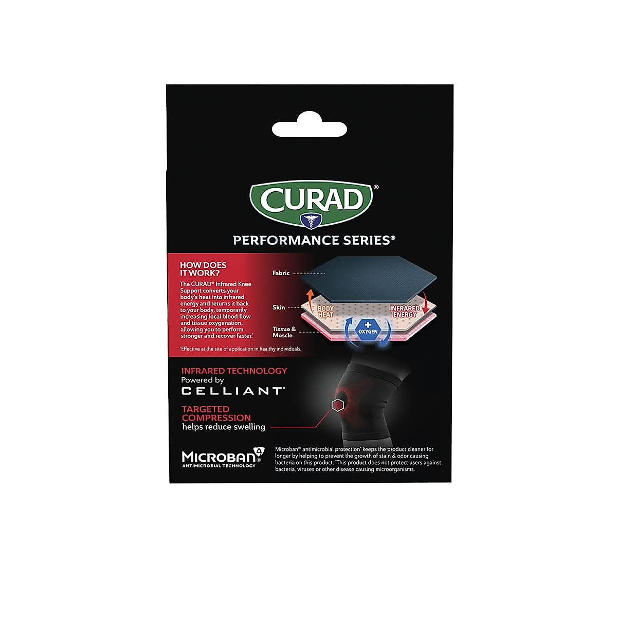 CURAD Performance Series IRONMAN Infrared Knee Support, Elastic Knee Sleeve for Pain Management, Compression Support for Enhanced Recovery and Performance, Powered by CELLIANT Technology, Small/Medium
