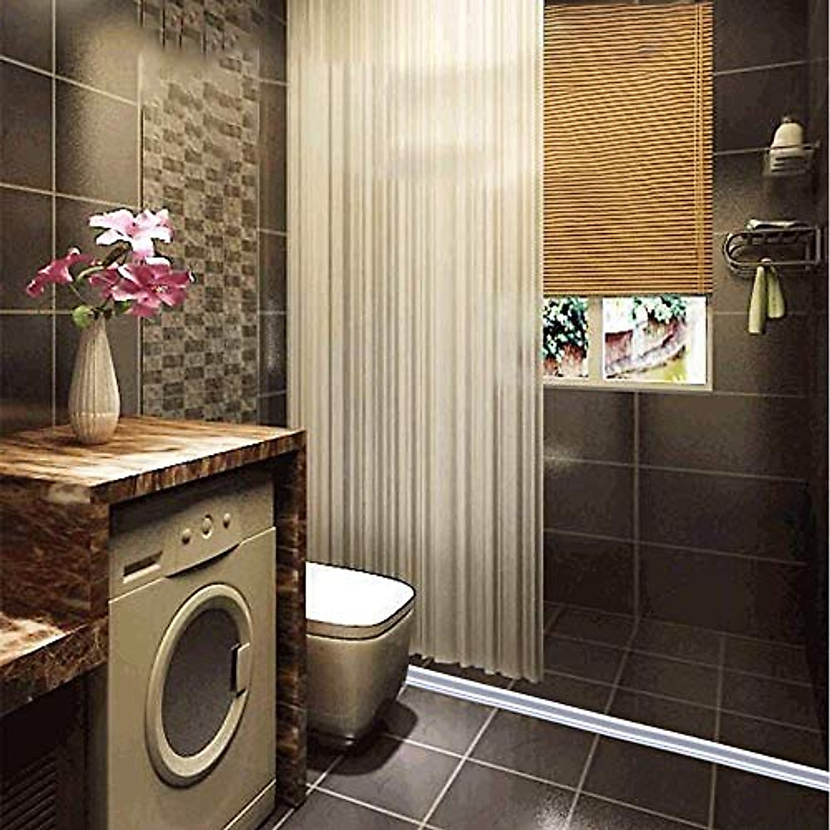 OUEEGER Collapsible Shower Water Guard 39 Inch, Shower Threshold Water Dam, Shower Water Stopper for Bathroom Kitchen Bathtub