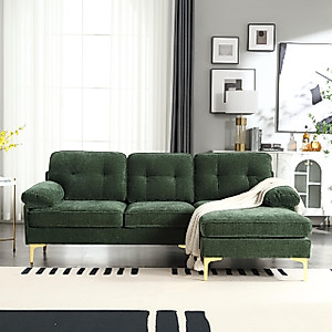 Tmsan 83.8" Small Convertible L Shaped Sofa Couch, Modern Chenille Sectional Sofa with Chaise Lounge, Comfy 3 Seater Couch for Living Room Bedroom Apartment Office Small Spaces