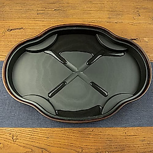 Bamboo Tea Tray Hua Xia Zhi Chuang Irregular Oval Shape, Chinese Gongfu Tea Table Serving Tray, Serving Box Reservoir Type (Big)