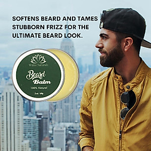Organic Beard Balm, Styles, Strengthens & Softens Beards & Mustaches - Leave in Conditioner with Natural Argan Oil, Shea Butter, Vitamins and Wax Boost for Ultimate Shine