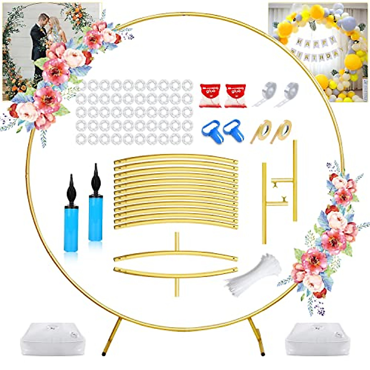 Balloon Ring Stand Circle, Wedding Arches for Ceremony, Circle Balloon Garland Arch Frame Kit for Anniversary Birthday Graduation Christmas Family Retirement Opening Party Functions(7.9FT)