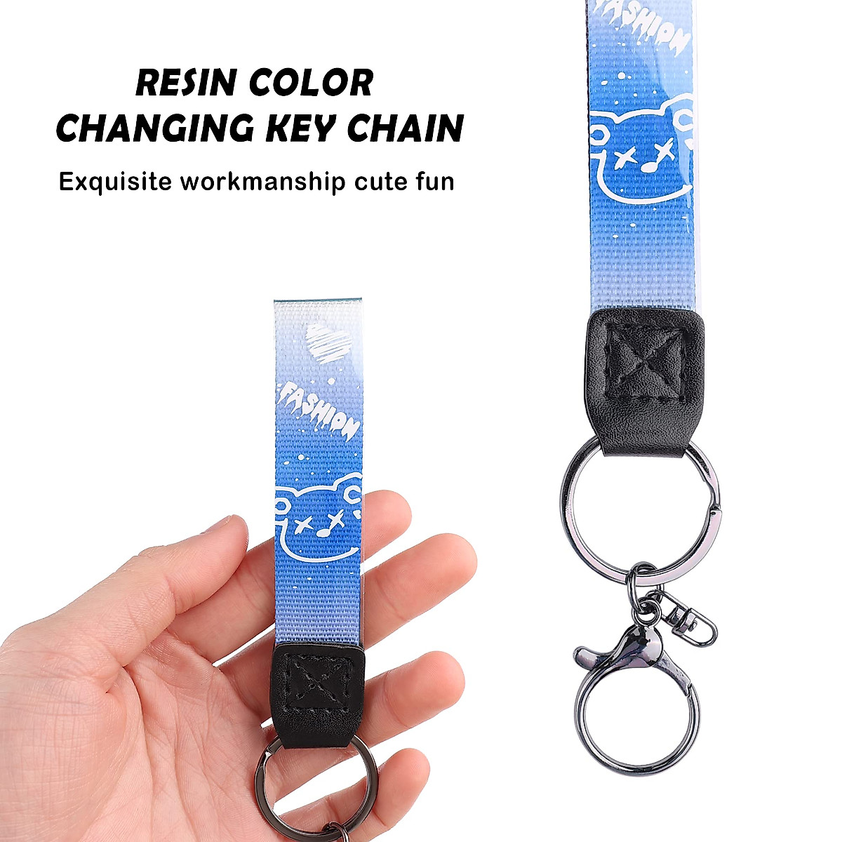 Kawaii Car Keychain Gradient Color Cute Keychains for Women/Men/Girls/Kids,Personalized Bear Keychains for Backpacks Charms Purse (Blue)…