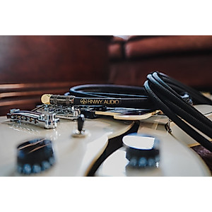 Runway Audio Instrument Cable - Lowest Capacitance Cable on The Market (15ft, Straight to Right Angle, Black-Out)