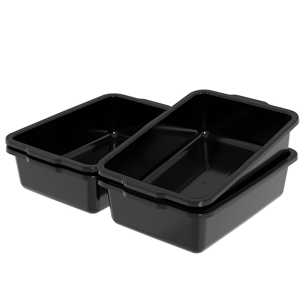 Ysmiltion 24 L Plastic Commercial Bus Tub, Large Plastic Utility Bus Box, Black, 4 Packs
