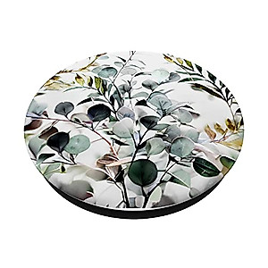 Eucalyptus green blossom flower leaves floral branches PopSockets Swappable PopGrip