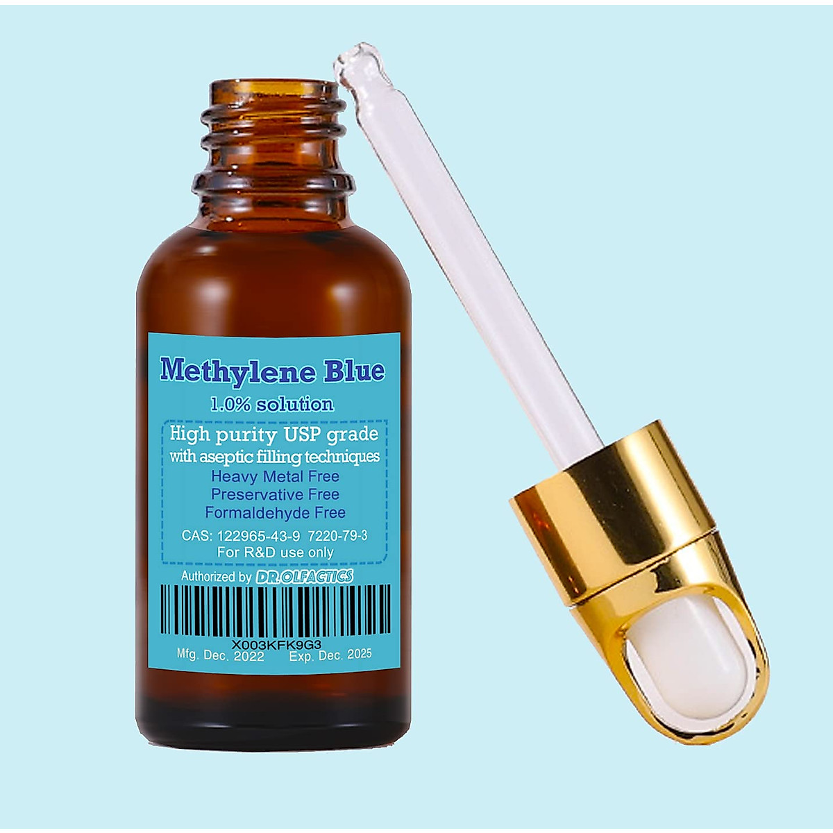 Methylene Blue USP Grade 1.0% Solution 50 mL (1.69 fl oz) High Purity with Aseptic Filling Techniques (Premium Dropper) 3rd Party Tested.