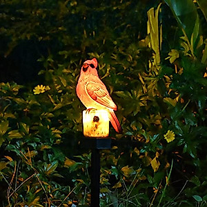 Juliahestia Cardinal Garden Decor Bird Figurine Solar Light Outdoor Stake Patio Yard Lawn Porch Cute Pathway Christmas Decorations Outside Gift Red