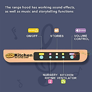 deAO My Happy Little Chef Kitchen 80 Pieces Pretend Play Set with Multi-functional Button Panel, Light, Sound, Real Steam Functions and Colour Changing Accessories Included(Blue)
