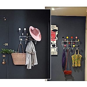 SHISEDECO Classic Hang it All Coat Rack, Mid Century Modern Wall Mounted Coat Hooks with Painted Solid Wooden Balls(Multi Colors Available) (White)