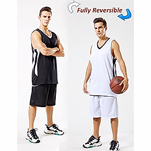 Liberty Imports Reversible Men's Mesh Athletic Basketball Jersey Single for Team Scrimmage (Black/White, Medium)