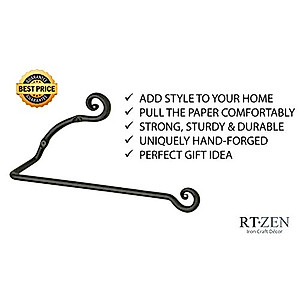 Wall Paper Towel Holder | Black Decorative Wrought Iron Hanger | Wall Mount Fancy Paper Dispenser | Rod Metal Durable & Sturdy | Handmade Crafted by RTZEN-Décor