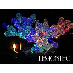 Lemontec 2-Pack Solar String Lights 20 Feet 30 LED Water Drop Solar Fairy Waterproof Lights for Garden, Patio, Yard, Home, Parties, Multi Color