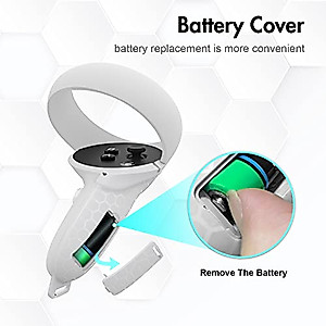 AMVR Touch Controller Grips for Oculus Quest 2 - Adjustable Leather Hand Straps with Battery Door Open Accessories, Meta Quest2 Elastic Handband Anti Throw, Relax Hands Enhance Holding