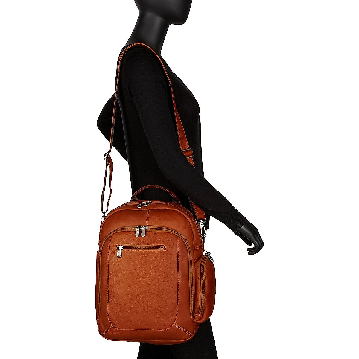 Piel Leather Laptop Backpack/Shoulder Bag, Chocolate, One Size