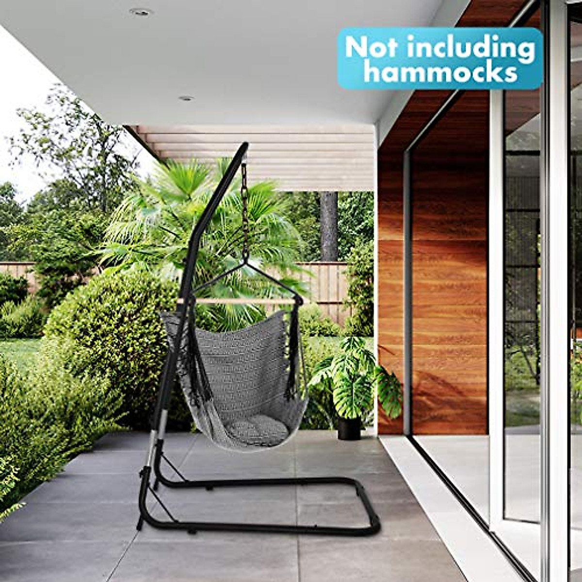 Hammock Stands Hammock Chair Stands Outdoor Solid Steel Heavy Duty Stand Only Construction for Hanging Hammock Air Porch Swing Chair Indoor（Stand Only）