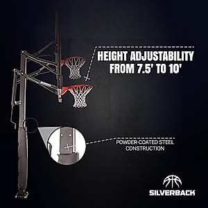 Silverback Ghost Basketball Goal with 60-Inch Tinted Tempered Glass Backboard