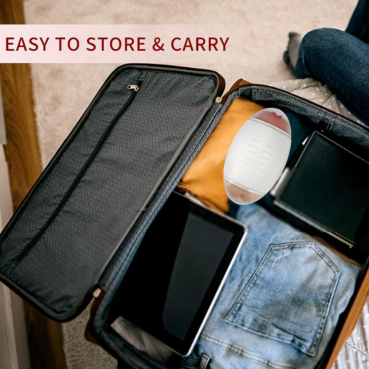 Male Masturbator Sex Toys for Men, Portable Pocket Pussy Stroker with 3D Realistic Textured Vagina Ultra Soft Stretchy Male Masturbators Cup, 2 in 1 Male Sex Toys (White)