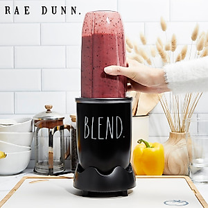 Rae Dunn Personal Blender 600W | 24oz Capacity | BPA-Free Jar | Crushes Ice | Leak-Proof | Anti-Slip Feet | Dishwasher Safe, Black