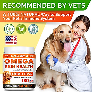 STRELLALAB Omega 3 for Dogs - (360Ct) Fish Oil Treats - Allergy & Itch Relief Skin&Coat Supplement - Dry Itchy Skin, Shedding, Hot Spots Treatment, Anti Itch - Pet Salmon Oil Chews - Chicken Flavor
