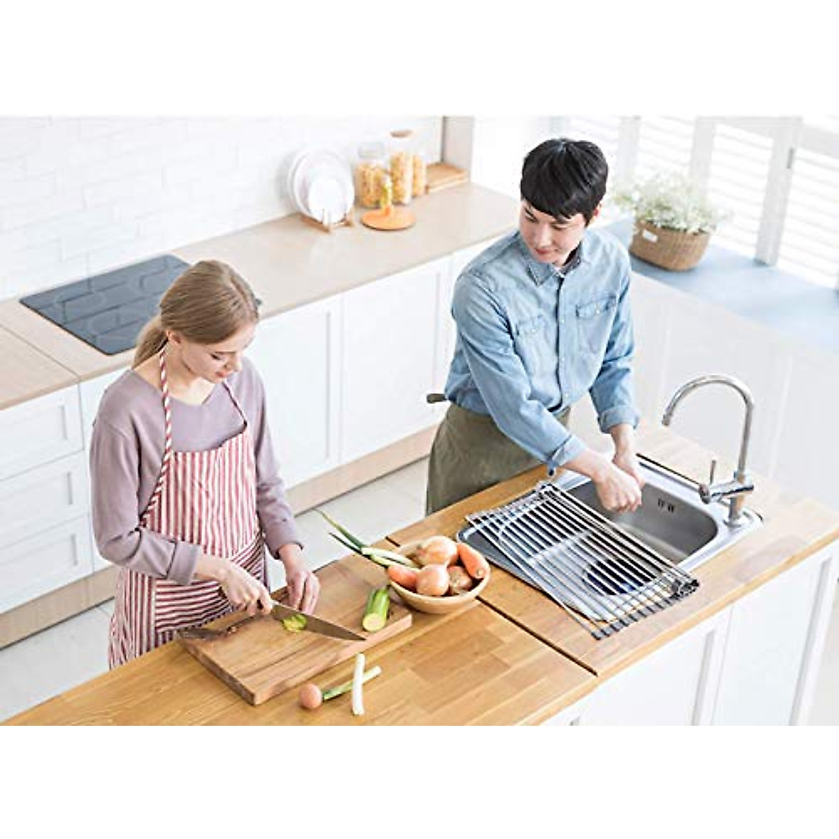 Ahyuan Roll up Dish Drying Rack Over The Sink Dish Drying Rack Roll-up Drying Rack Sink Drying Rack Dish Racks for Kitchen Counter Camper Accessories (Warm Gray, 13.8''Wx17.7''L)