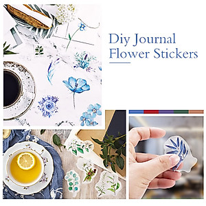 Floral Stickers,150PCS PET Transparent Floral Sticker Set,Cute Retro Floral Stickers Set for Making Diary Album DIY Art and Craft,for Laptop,Phone,Flower Gifts (As Shown)