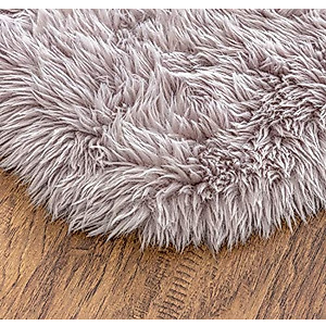 Chanasya Super Soft Faux LongFur Suede Fake Sheepskin for Sofa Couch Stool Vanity Chair Cover Luxurious Fluffy Rug Dusty Pink Solid Shaggy Area Rugs for Living Bedroom Floor - Mauve 2ftx6ft