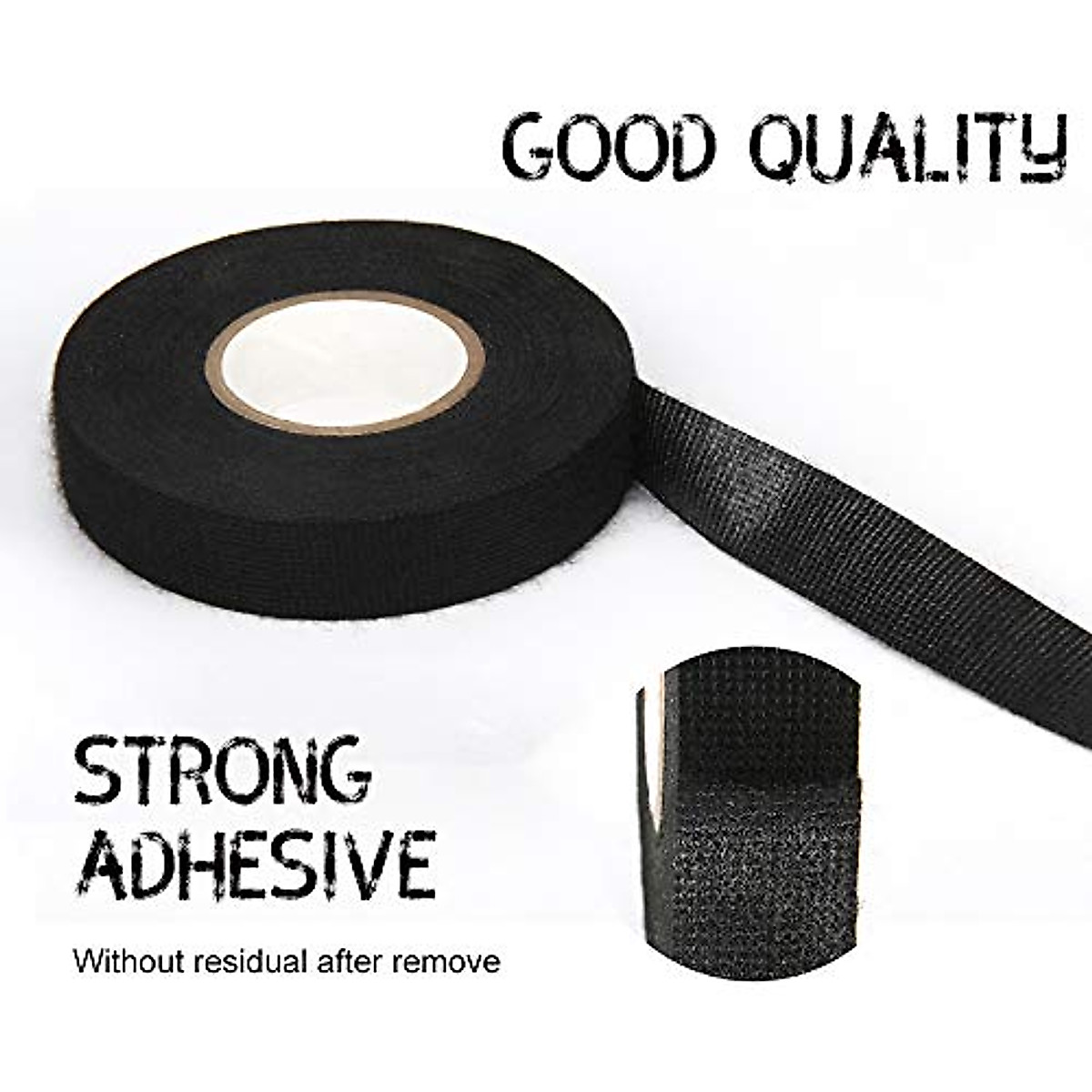 WFPOWER Cloth Tape for Wire Loom Harness 5 Pack, Wiring Harness Cloth Tape Black Adhesive Fabric Tape for Automobile Electrical Wire Harness Noise Damping Heat Proof Fire Resistant 19 mm X 15m