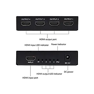 VSVABEFV 4K HD HDMI Switch, 4 Ports 4K x 2K HDMI 2.0 Switcher Hub Port Switches with IR Wireless Remote, for Mackbook HDTV Laptop Xbox 360 PS4 PS5