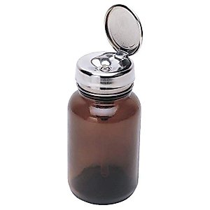 Menda - MDA-5864 MENDA 35740 Glass/Steel/Pfa(Perfluoroalkoxy Alkanes) Dispensing Bottle, One-Touch Liquid Dispenser Pump, Amber Glass, Impact Resistant, PFA Stem, 4 oz, 6 fl. oz. Capacity