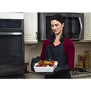 Xlnt Extra Long Oven Mitts (Black) | Teflon EcoElite Water Repellent | Heat Resistant for Oven Cooking, Grill & BBQ | Non Slip Gloves with Teflon EcoElite Finish, Cotton Lining & Hanging Loop