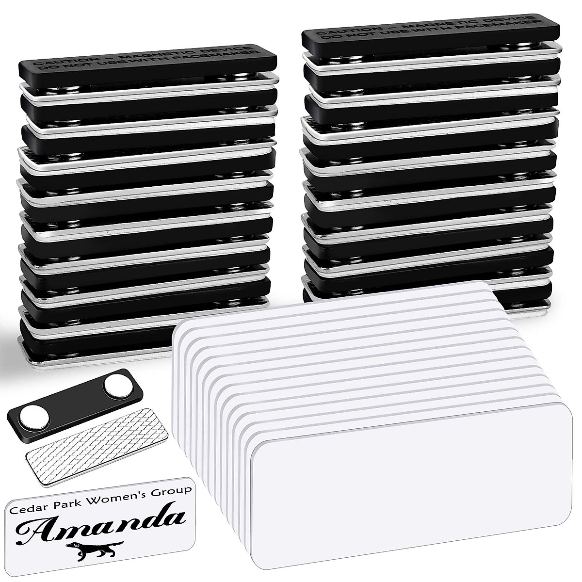 Magnetic Name Tags, 20-Pack Engravable Name Badge with Magnetic Backing, Reusable Name Tags(1" X 3")