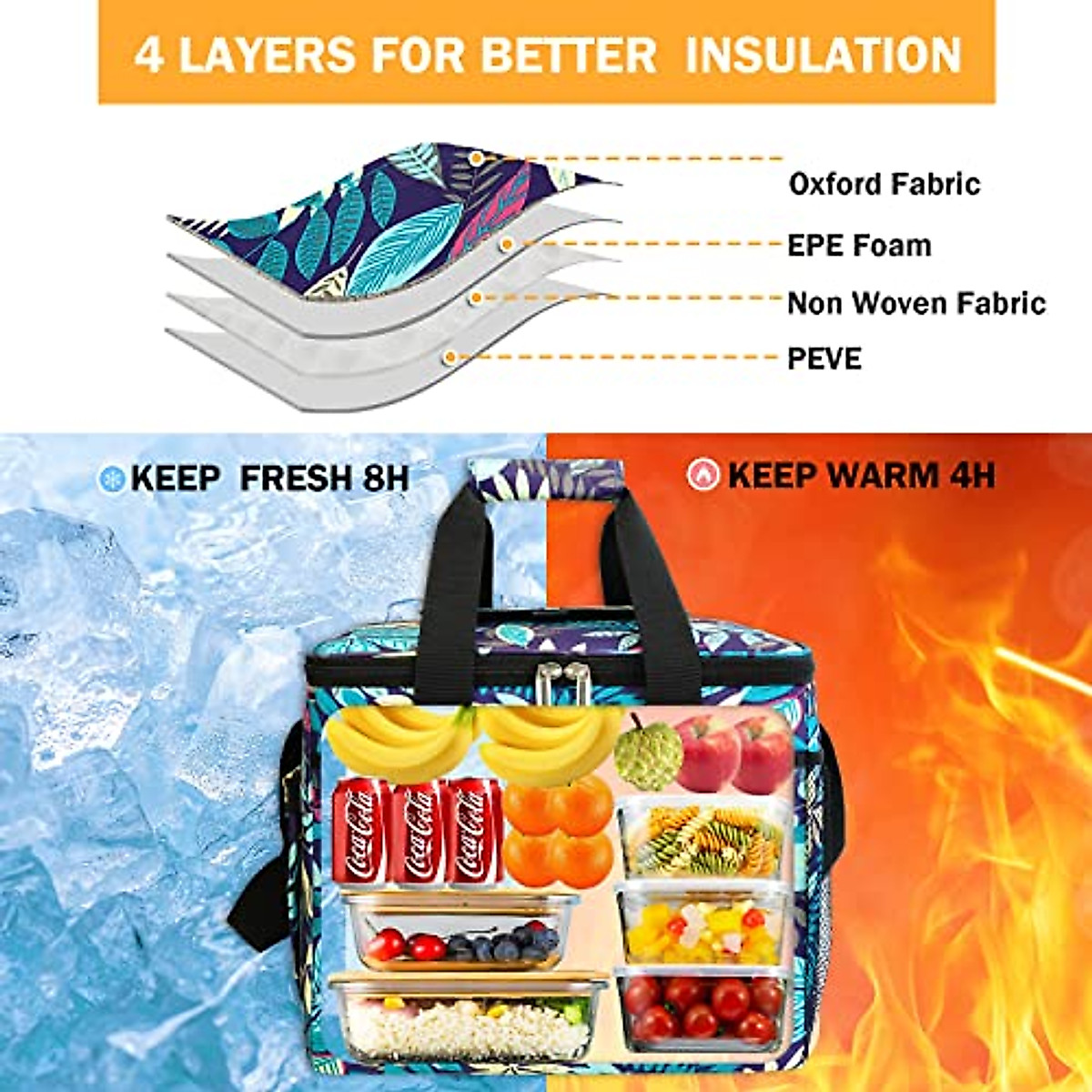 Extra Large Collapsible Soft Cooler Bag,50 Cans Insulated Lunch Bag,Beach Cooler, Ice Chest, Portable Travel Cooler for Work Camping Sports Picnic