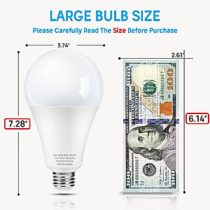 250-300W Equivalent LED Light Bulbs, 3000 Lumens Daylight White 5000K 30W A30 LED Bulbs for Garage, Warehouse, Workshop, Commercial, Office, Backyard, E26 Base Light Bulb Non-Dimmable, 2-Pack