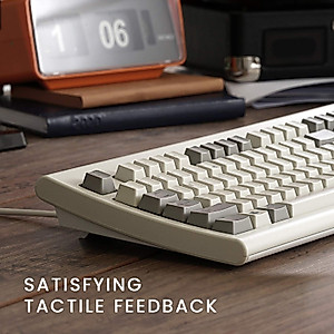 Perixx PERIBOARD-106M, Wired Performance Full-Size USB Keyboard, Curved Ergonomic Keys, Classic Retro Gray/White Color, US English Layout