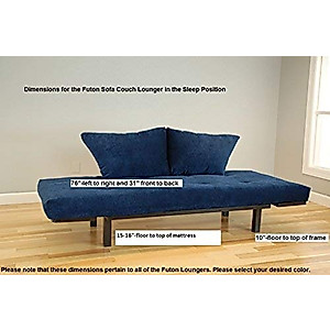 Best Futon Lounger Sit Lounge Sleep Smaller Size Furniture is Perfect for College Dorm Bedroom Studio Apartment Guest Room Covered Patio Porch . KEY KITTY Key Chain INCLUDED ( Posh Blue)