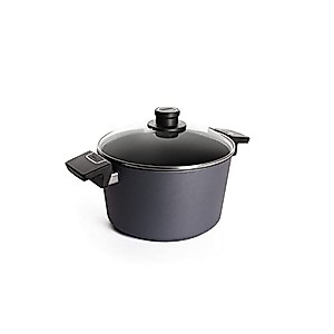 Woll Lite Light/Plus Diamond Reinforced Nonstick Scratch Resistant Cast Aluminum Cookware Stockpot with Lid 5.2 Quart, 9 1/2-Inch Diameter, 9-1/2", Gray
