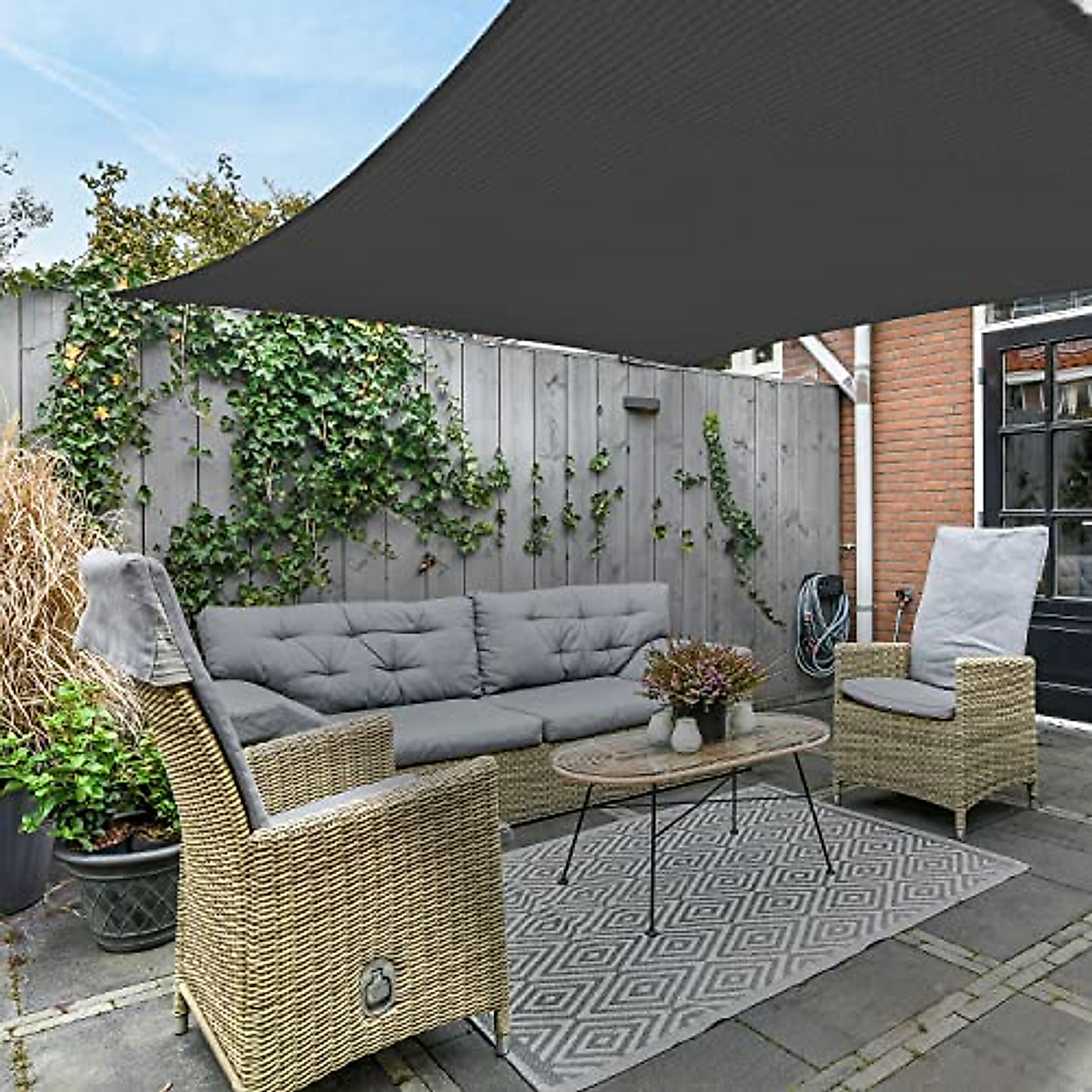 AsterOutdoor Sun Shade Sail Rectangle 10' x 13' UV Block Canopy for Patio Backyard Lawn Garden Outdoor Activities, Graphite