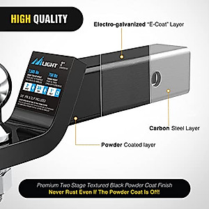 Nilight Trailer Hitch Ball Mount with 2-Inch Trailer Ball & 5/8" Hitch Pin Clip Fits 2-Inch Receiver 7500 lbs 2" Drop,2 Years Warranty