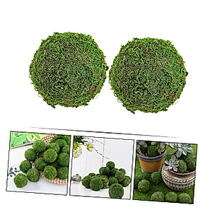 Abaodam Wedding Mossy Balls 2pcs Artificial Home Decor Artificial Green Plant Fake Mossy Balls Floral Mosses Ball Decoration Fake Moss Balls Decorative Moss Balls Grass Ball Wedding Foam
