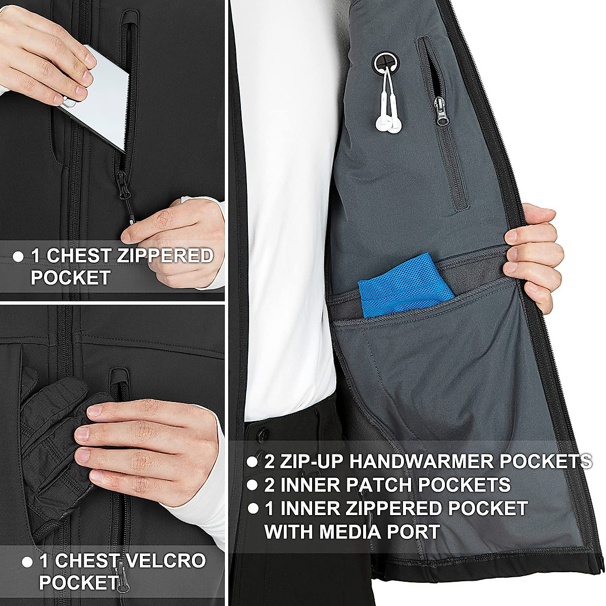 33,000ft Men's Lightweight Softshell Vest Outerwear Zip Up Fleece Lined Windproof Sleeveless Jacket for Golf Running Hiking