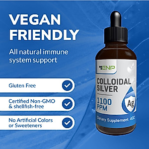 Colloidal Silver Liquid 1100 ppm | Extra Strength Silver Liquid Supplement | 4 oz Amber Glass Bottle with Dropper