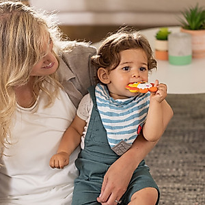 Nuby Vibe-eez Vibrating Teether - Battery Powered - Textured Surface and Easy to Grasp Toy for Baby Teething Relief - 3+ Months - Lion