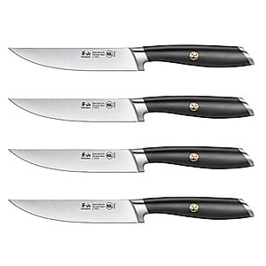 Cangshan L Series 4-Piece Fine-Edge Steak Knife Set, Forged German Steel, Black, 1026931